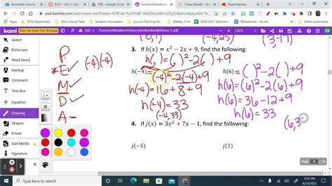 Function Notation Given Input And Equation Youtube