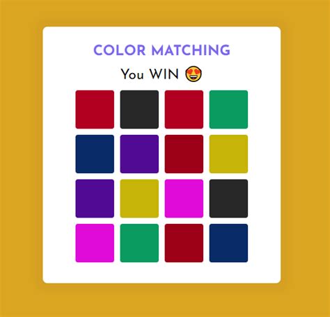 Color Matching Game Pure Javascript Application