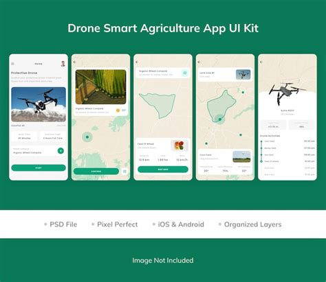 드론 스마트 농업 앱 Ui 키트 프리미엄 Psd 파일