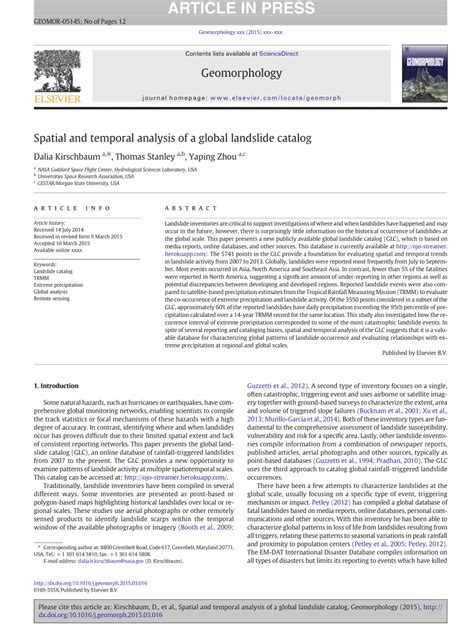 Pdf Spatial And Temporal Analysis Of A Global Landslide Catalog