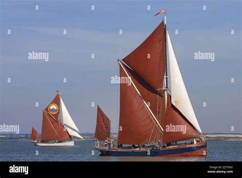 The Thames Sailing Barges Repertor And Blue Mermaid In Full Sail On The