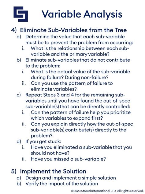 Variable Analysis Problem Solving Tool — Stroud International