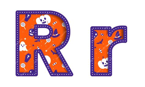 Premium Vector Cute Happy Halloween R Alphabet Capital Small Letter Party Font Typography