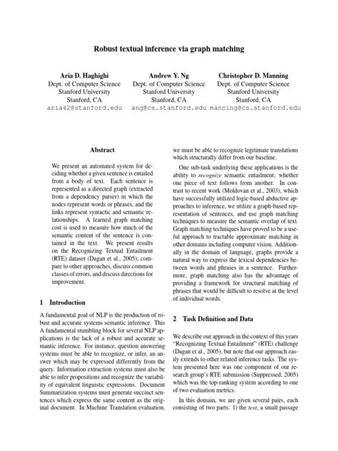 Emnlp05 Textinferencegraphmatching Pdf Vertex Graph Theory Parsing