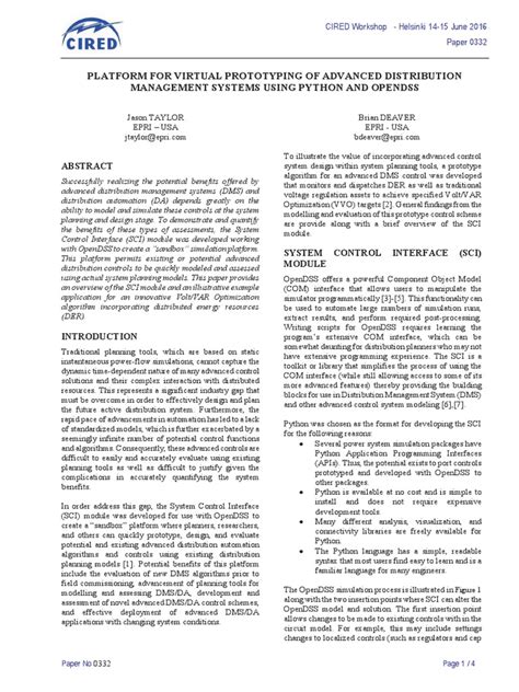 Platform For Virtual Prototyping Of Advanced Distribution Management