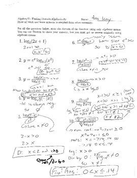 Algebra 2 Finding Domain Of Log Expression And Simplifying Log Expressions HW