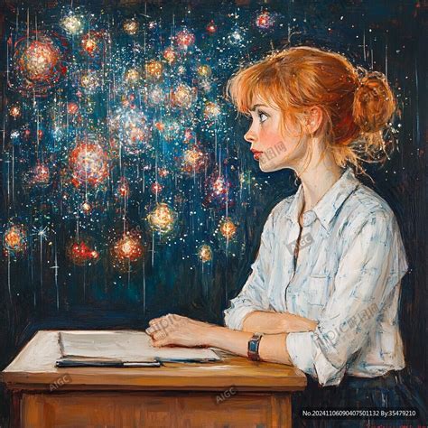 Ai创作图星空下的少女 星空下的女孩 许愿少女绘画 星空小女孩 星空下读书 宇宙知识 星空中的女孩 宇宙女孩插画 红头发的女孩在阅读 女孩决意装饰画 许愿女孩插画 太空女孩星球本子 读书的少女