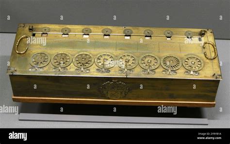 A Pascaline Calculating Machine Of 1652 Pascal S Calculator Also Known As The Arithmetic