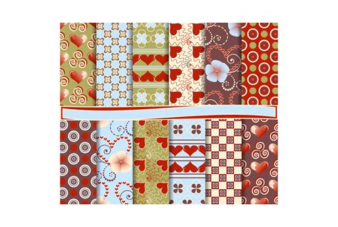 Scrapbook Seamless Patterns 2 Векторные клипарты текстурные фоны бекграунды Ai Eps Svg