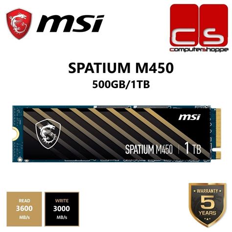 MSI SPATIUM M450 PCIe 4.0 NVMe M.2 SSD - 500GB/1TB | Shopee Malaysia