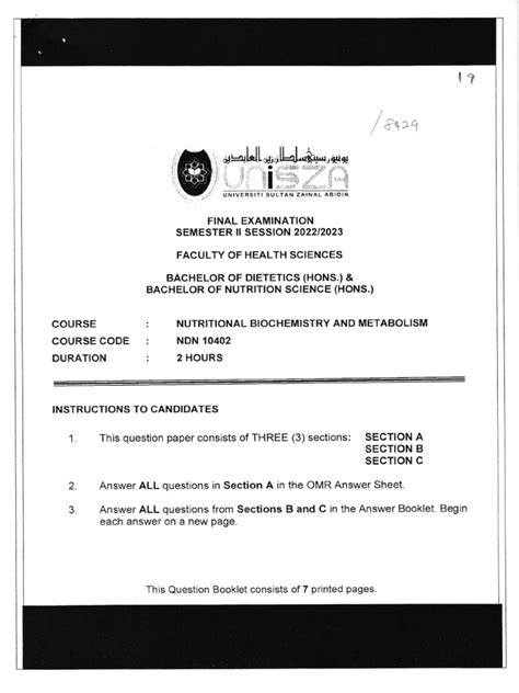 Ndn10402 Final Exam Fsk Sem Ii 20222023 Pdf Organic Compounds