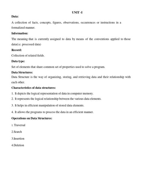 I Bsc Cs Ds Unit I Pdf Data Structure Computer Engineering