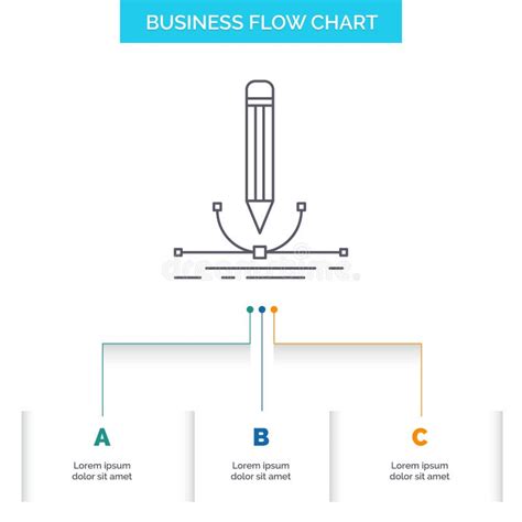 Illustration Design Pen Graphic Draw Business Flow Chart Design With 3 Steps Line Icon For