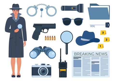 Detective Tools And Equipment For Investigations 71606258 Vector Art At