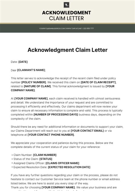 Free Acknowledgement Letter Templates Editable And Printable