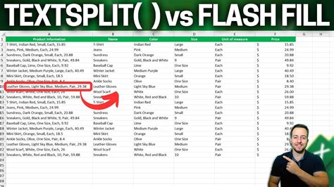 The Excel Textsplit Function Vs Flash Fill Tool With A Practical Example Youtube