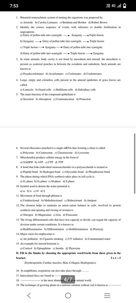 7 53 Voll 4g Ill 1 Binomial Nomenclature System Of Naming The Organisms