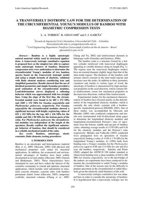 Pdf A Transversely Isotropic Law For The Determination Of The Circumferential Youngs Modulus