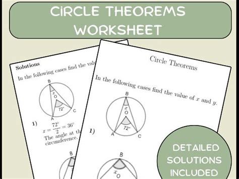 Circle Theorems Worksheet With Solutions Teaching Resources