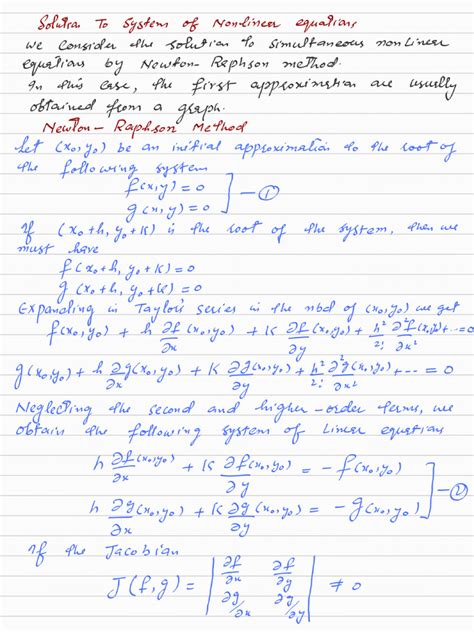 Newton Rapson Method 2 System Non Linear Eq Pdf