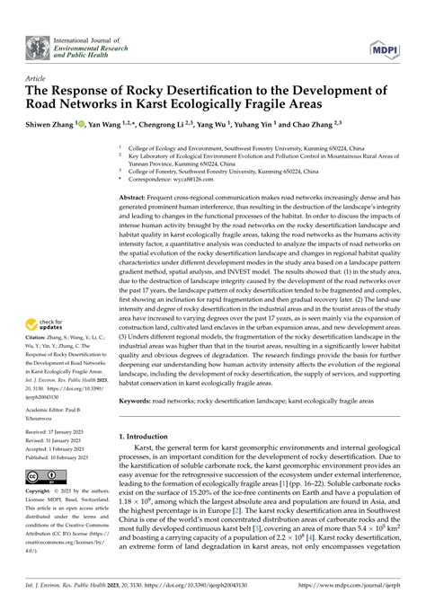 Pdf The Response Of Rocky Desertification To The Development Of Road Networks In Karst