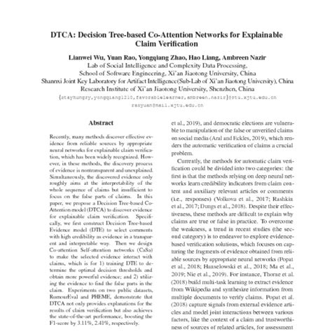 Dtca Decision Tree Based Co Attention Networks For Explainable Claim Verification Acl Anthology