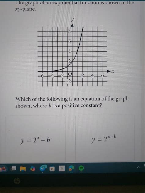 The Graph Of An Exponential Function Is Shown In The X Y Plane Which Of