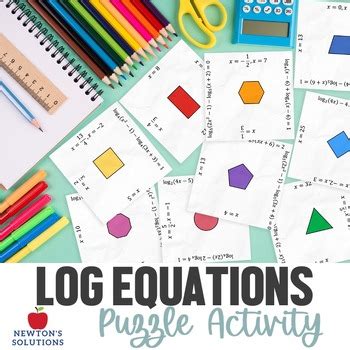 Using Log Rules To Solve A Logarithmic Equation Activity Puzzle TPT