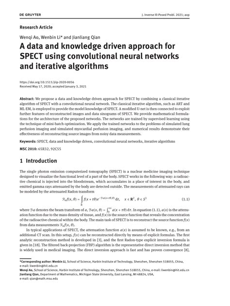 Pdf A Data And Knowledge Driven Approach For Spect Using
