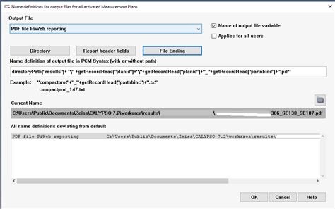 Piweb Report And Excel Report Auto Save File Location Zeiss Piweb