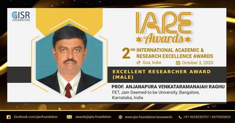 Gisr Foundation On Linkedin Congratulations Prof Anjanapura Venkataramaniah Raghu Professor