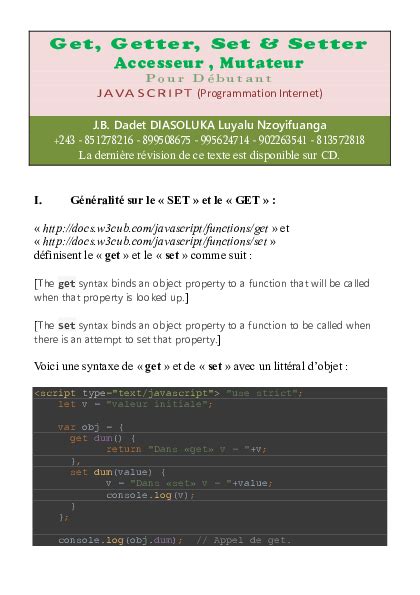Doc Comment Utiliser Get Set Getter And Setter En Javascript