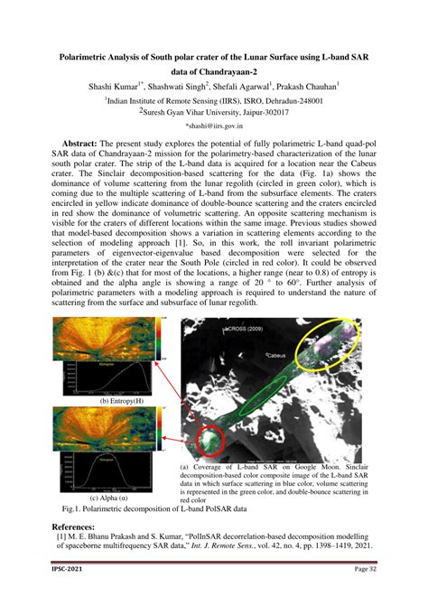 Pdf Polarimetric Analysis Of South Polar Crater Of The Lunar Surface Using L Band Sar Data Of