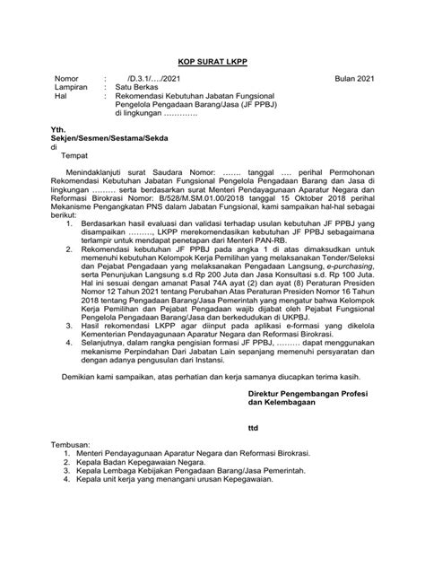 3 Surat Rekomendasi Kebutuhan Jf Ppbj Dari Lkpp Pdf