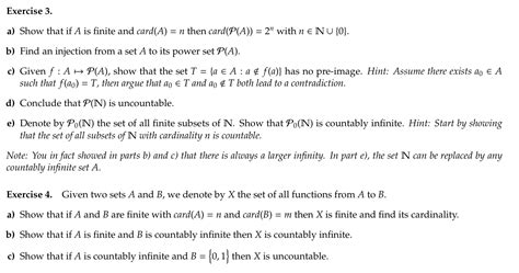 Solved Exercise 3 A Show That If A Is Finite And Chegg Com