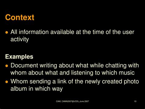Ppt Cam Contextualized Attention Metadata Across System Boundaries Powerpoint Presentation