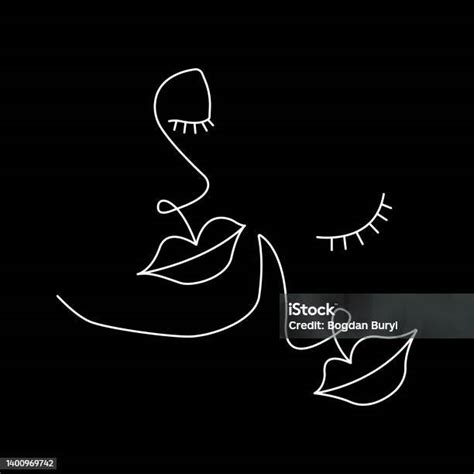 추상적 인 최소 커플 얼굴 라인 일러스트레이션 한 줄 그리기 2명에 대한 스톡 벡터 아트 및 기타 이미지 2명 Junts Pel Sí 개념 Istock