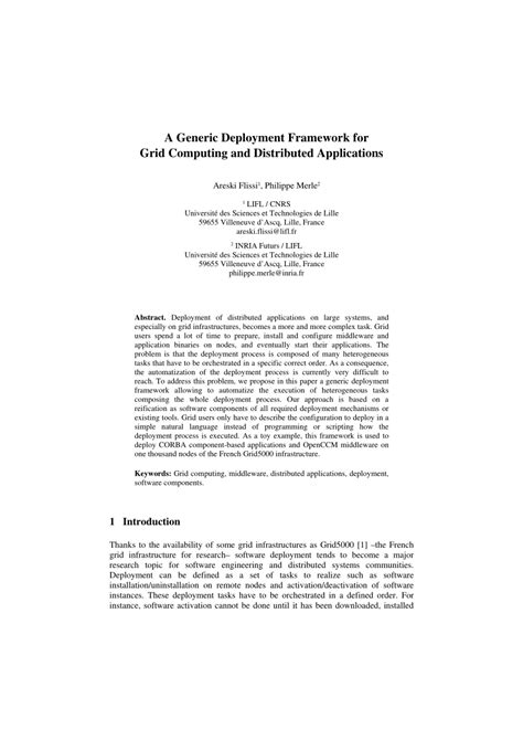 Pdf A Generic Deployment Framework For Grid Computing And Distributed Applications