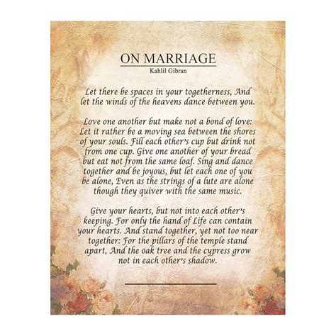 On Marriage Poem Wall Art Print 8x10 Unframed Kahlil