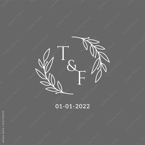 Initial Letter Tf Monogram Wedding Logo With Creative Leaves Decoration