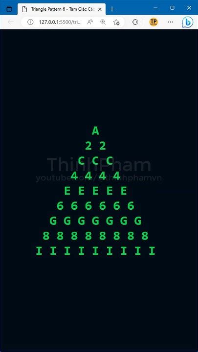 html css js triangle pattern alpha letters and even numbers