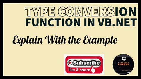 Type Conversion Function In Vbnet Youtube