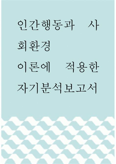 인간행동과사회환경 이론에 적용한 자기분석보고서3