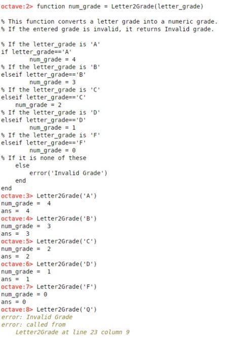 Matlab A Write A Matlab Code That Takes The Grade Letters From The