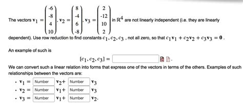 Solved 12 10 The Vectors V1 V3 Are Not Linearly Independent I E They Are Linearly 10