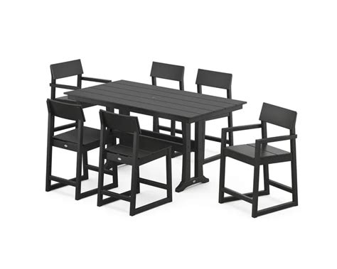 Polywood Chinoiserie 9 Piece Square Side Chair Counter Set With Trestle