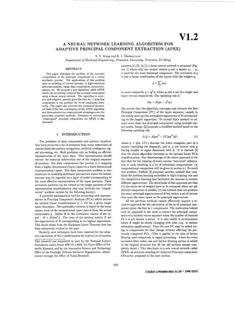 Pdf A Neural Network Learning Algorithm For Adaptive Principal Component Extraction Apex