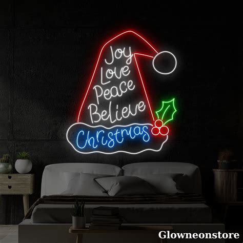 Glowneon Joy Love Peace Believe Christmas Neon Sign Joy Love Peace Led