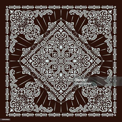 벡터 장식 반다나 인쇄 페이즐리와 꽃전통적인 장식 민족 패턴 실크 넥 스카프 또는 손수 막정 무늬 디자인 스타일 직물 또는 Papper에 인쇄에 대 한 최고의 동기 고풍