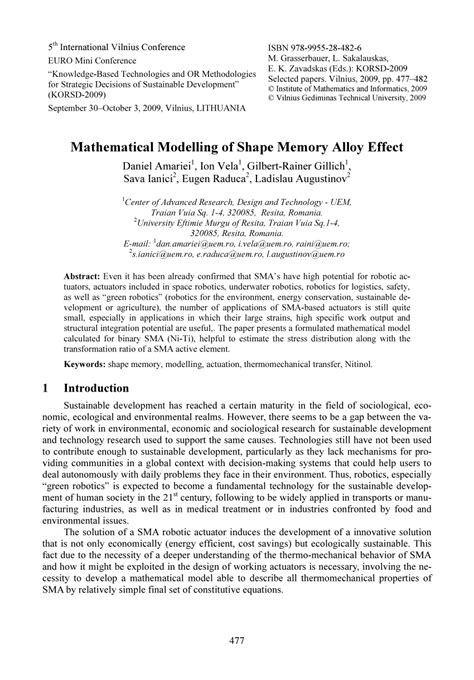 Pdf Mathematical Modelling Of Shape Memory Alloy Effect